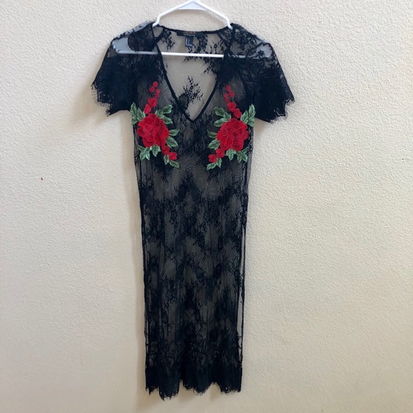 Forever 21 | Tops | Black Lace Maxi Top With Side Slitscuts | Poshmark